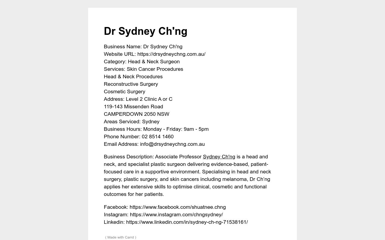 Dr Sydney Ch'ng